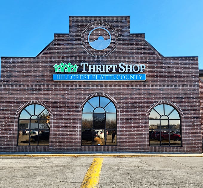 That brick facade could house a fancy law firm, but surprise - it's bargain central! 