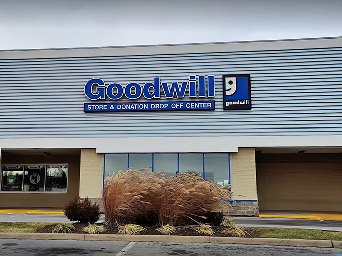 Goodwill's bright blue facade promises endless discoveries waiting just beyond those welcoming glass doors.