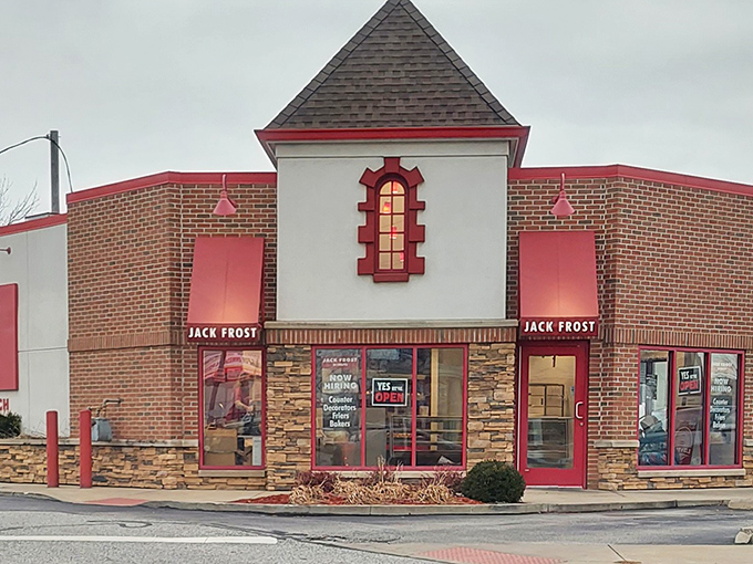 Jack Frost's castle-like exterior promises a royal feast of donuts fit for Ohio's most discerning pastry enthusiasts.