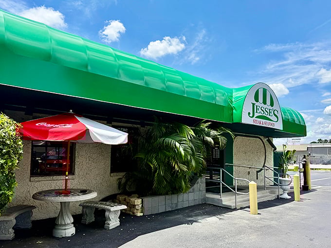 That bright green awning might not win design awards, but it's been guiding hungry folks to great steaks for decades.