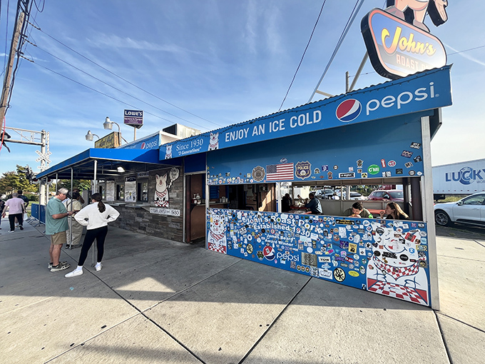 That vintage blue sign isn't just decoration - it's a beacon for sandwich lovers who appreciate the real deal.