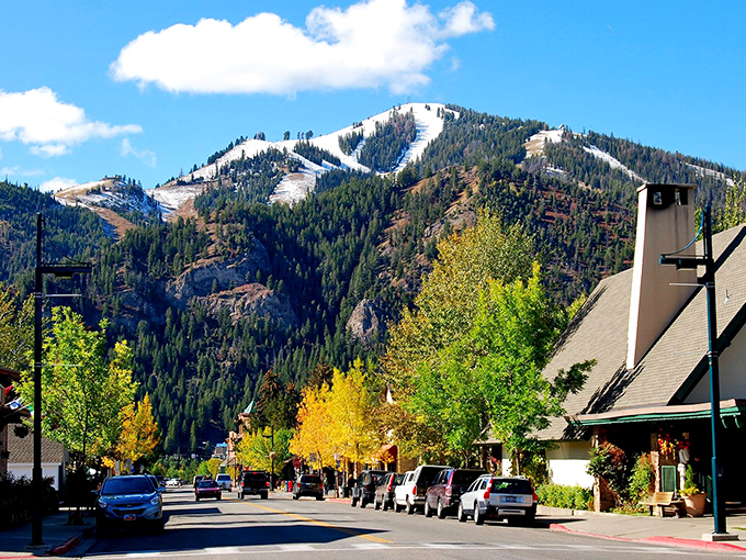 Ketchum in autumn &ndash; where golden aspens frame Bald Mountain and skiers dream of the season to come.