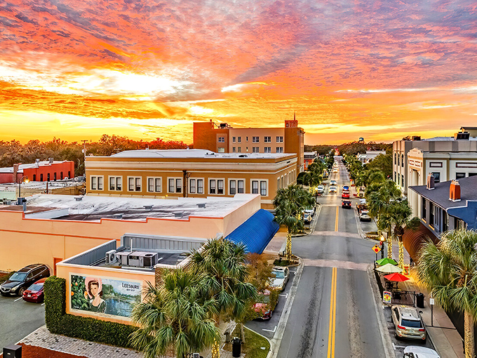 Leesburg's sunset paints the sky in cotton candy colors, turning an ordinary street into something magical.