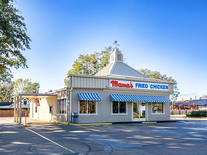 Mama's distinctive cupola and blue awnings stand out like a beacon for fried chicken pilgrims seeking crispy salvation.