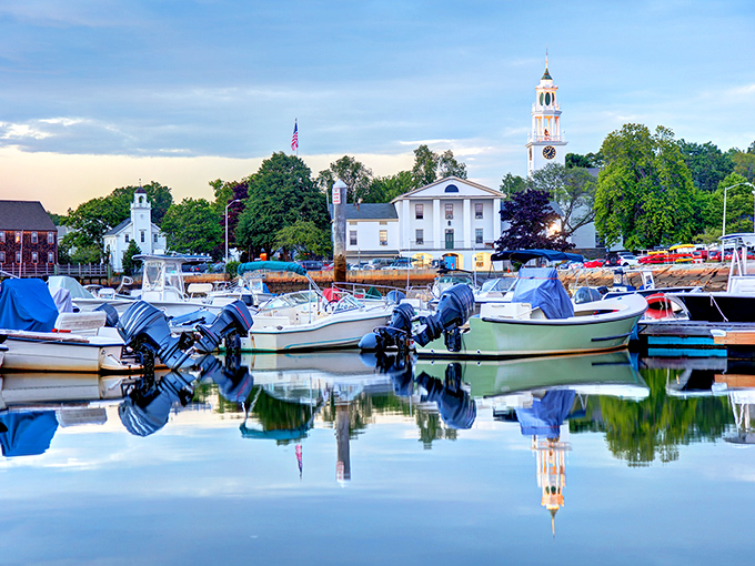 Manchester-by-the-Sea reflects boats so perfectly you'll wonder which world is real and magical.
