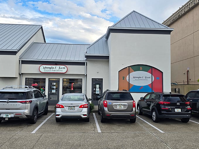 Mangia & Bevi's modest exterior belies the Neapolitan masterpieces waiting inside. Don't judge a pizzeria by its storefront!