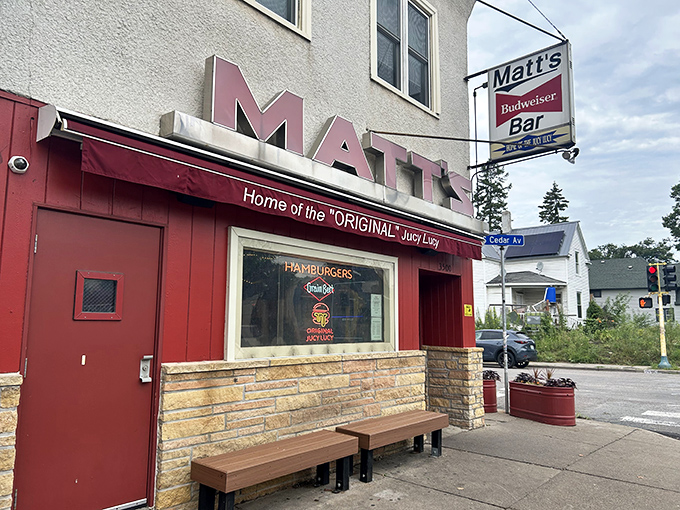 Matt's Bar proudly claims to be the birthplace of the "ORIGINAL" Juicy Lucy. The burger equivalent of discovering electricity!