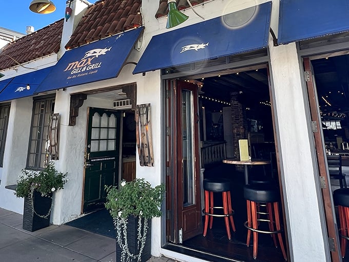 Max Gill & Grill's charming exterior feels like a coastal escape tucked into Denver's urban landscape.