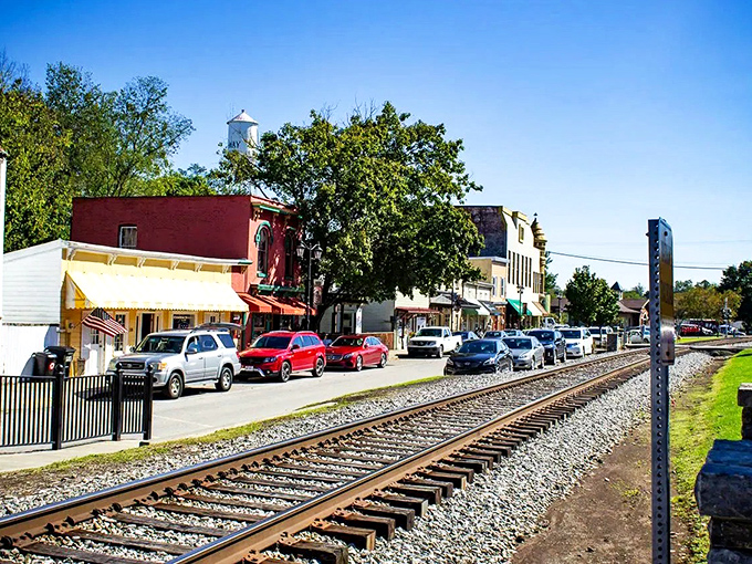 Midway's Main Street runs alongside train tracks, creating that perfect scene where Norman Rockwell meets "Planes, Trains and Automobiles"&mdash;minus the planes.