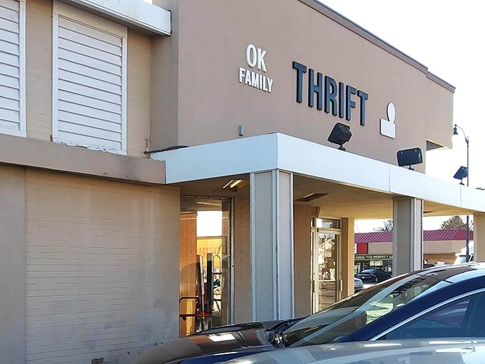 OK Family Thrift stands ready for exploration, a no-frills exterior hiding rooms full of potential discoveries.