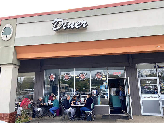 Outdoor seating at Olivette Diner where regulars gather like a morning talk show&mdash;except the coffee's better and nobody's selling anything.