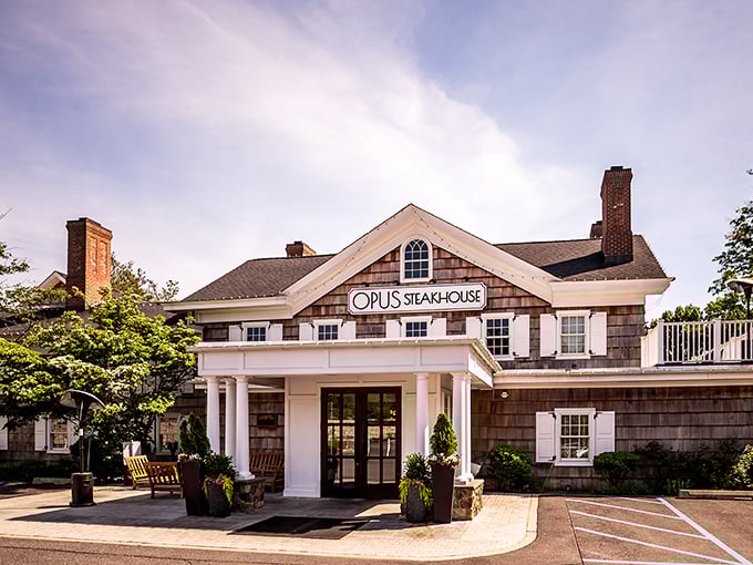 That elegant shingled exterior whispers "beach house," but inside it's all about perfectly seared, mouthwatering steaks.