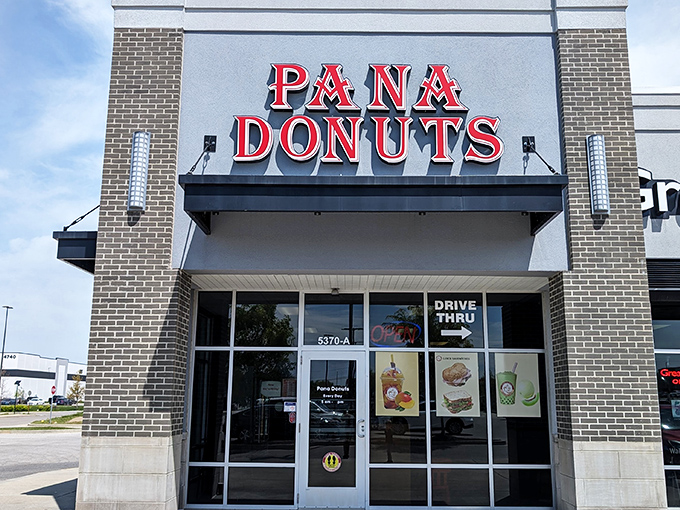 Pana Donuts' modern storefront promises contemporary twists on classic treats. Behind that glass lies a world of circular perfection.