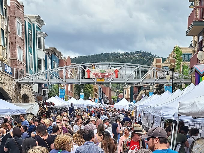 Park City's streets transform into a treasure hunter's playground where every tent holds potential magic. 