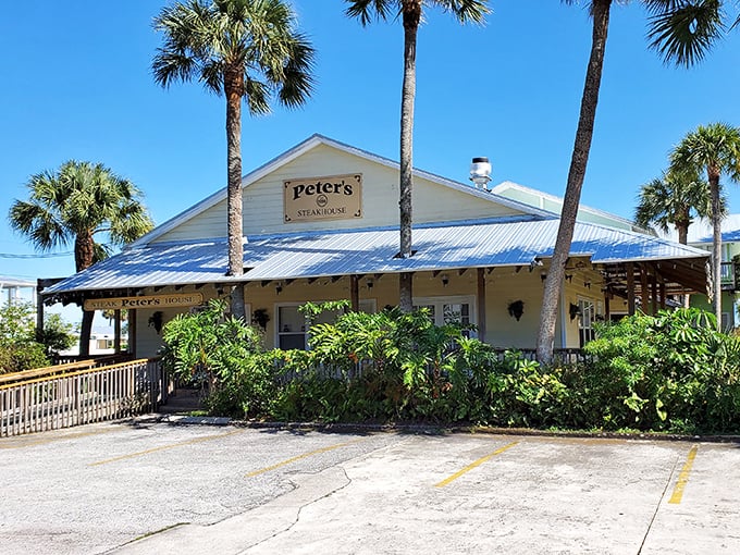 This charming cottage-style steakhouse looks like it belongs in a Florida postcard from yesteryear.