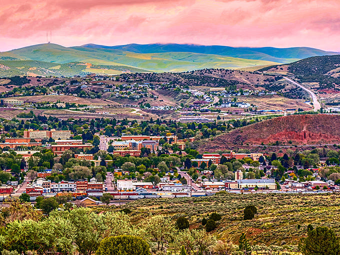 Pocatello spreads across the valley like a well-kept secret, mountains standing guard in the distance.