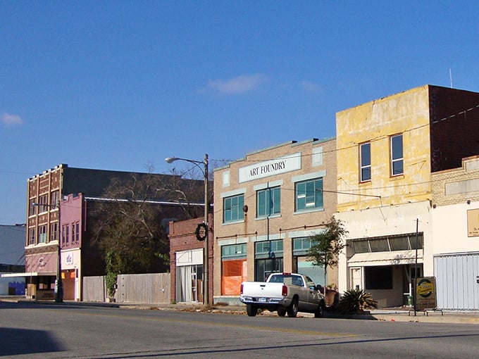 Port Arthur's Art Foundry building anchors a main street that hasn't surrendered to chain stores or skyrocketing real estate prices.