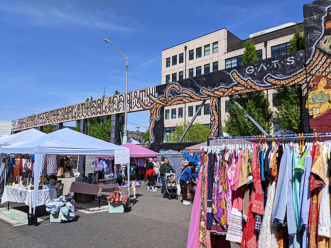 Under Portland's artistic bridges, vintage fashion and handmade treasures create a hipster paradise worth exploring.