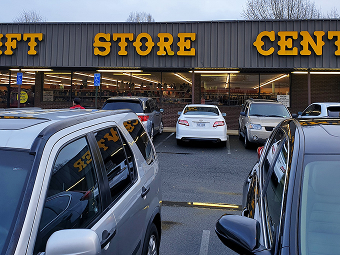 A bustling parking lot hints at the treasures waiting inside this Alexandria thrift destination.