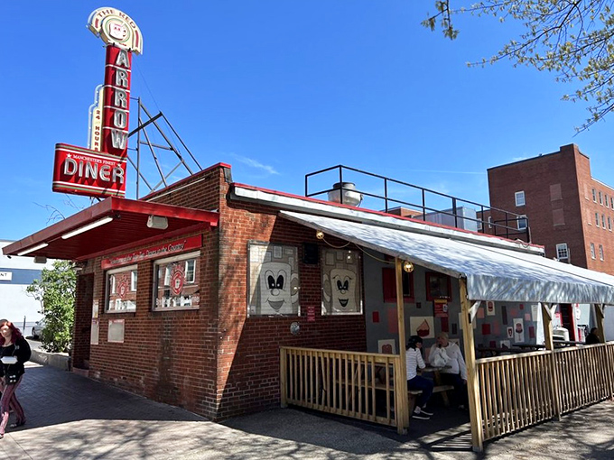 The Red Arrow's iconic brick exterior houses more stories than a library and pancakes fluffier than your favorite pillow.
