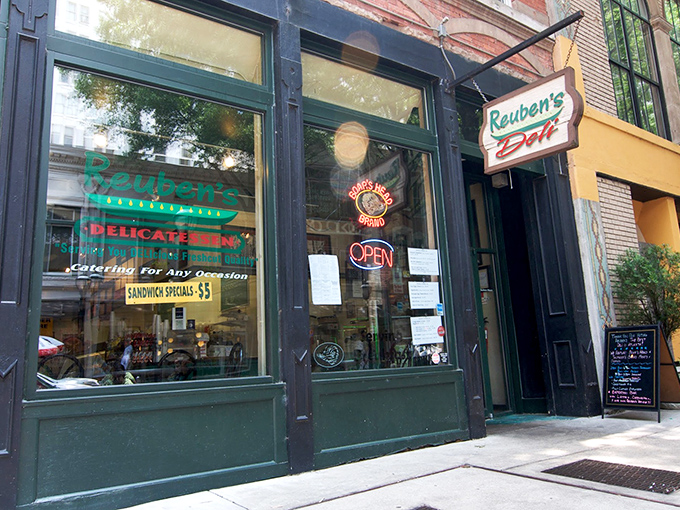 Reuben's classic storefront looks like it was plucked straight from a New York street corner. Behind that green trim lies corned beef paradise waiting to be discovered.