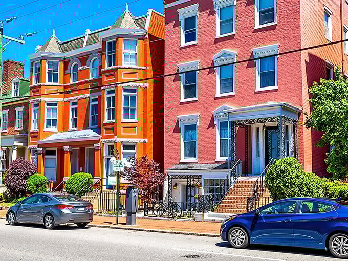 Richmond's colorful row houses paint the neighborhood like a cheerful rainbow after spring rain.
