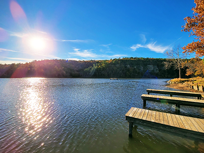 Golden hour transforms this lake into liquid mercury, where time seems to pause for perfection.