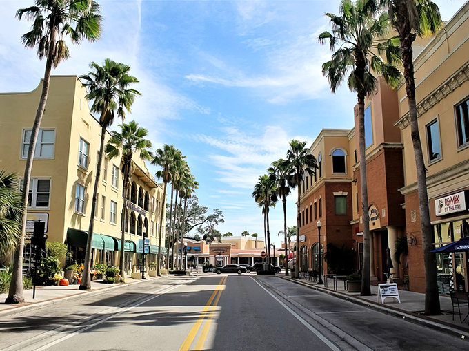 Palm trees standing tall like nature's doormen! Safety Harbor's Mediterranean-inspired buildings create a vacation vibe without needing your passport.