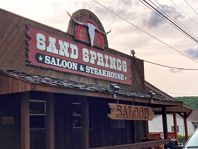 Sand Springs Saloon looks like it was plucked straight from a Western movie set. Half expecting John Wayne to mosey up for a ribeye.