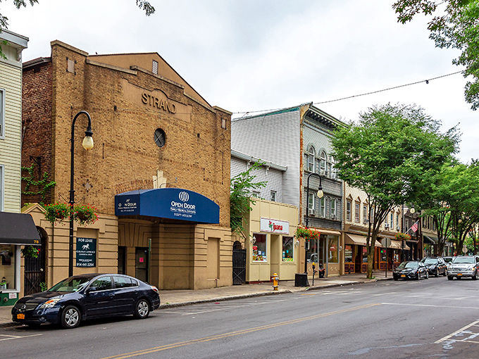 Sleepy Hollow's main street perfectly balances small-town charm with just the right amount of spooky atmosphere.