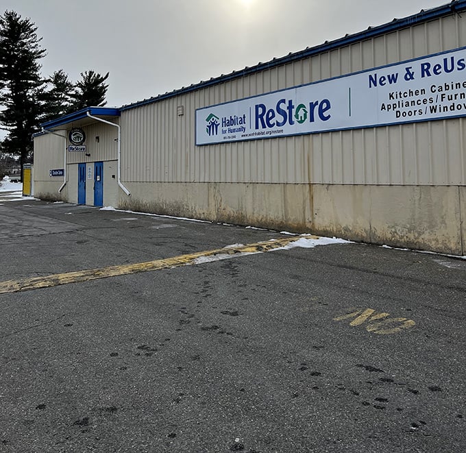 Habitat's ReStore: Where your home improvement dreams meet budget-friendly reality. Those blue doors lead to DIY paradise!