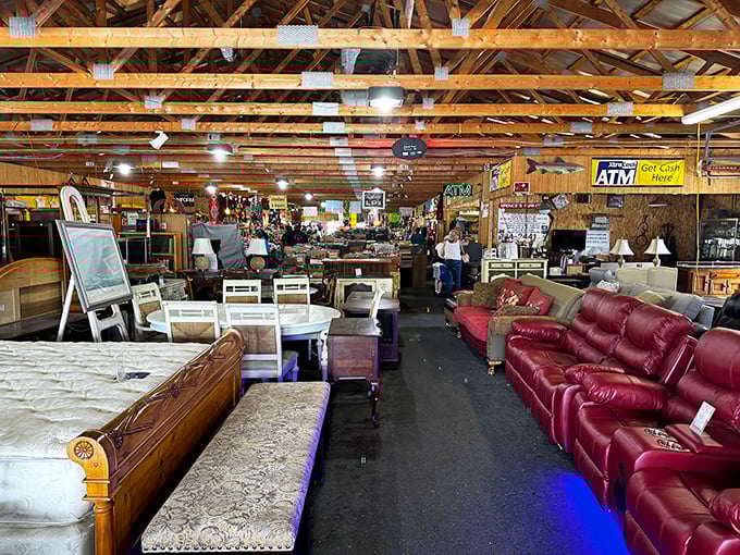 Inside this unassuming building, furniture from bygone eras waits patiently for someone to give it a second life.