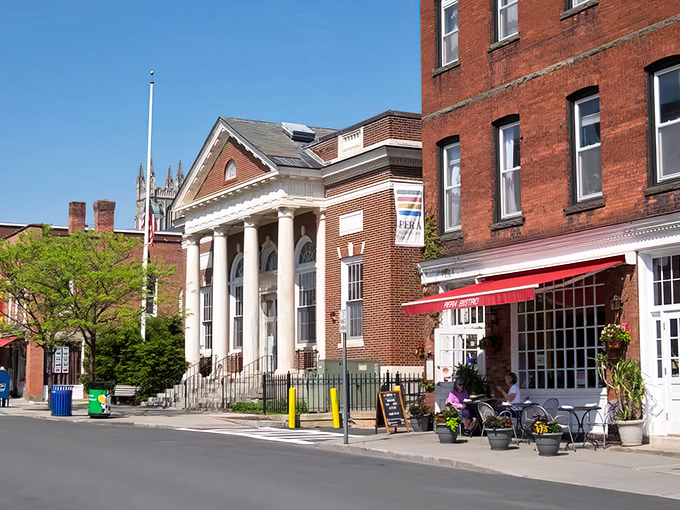 Stockbridge's Main Street curves gently through town, lined with brick buildings that Norman Rockwell loved to paint for good reason.