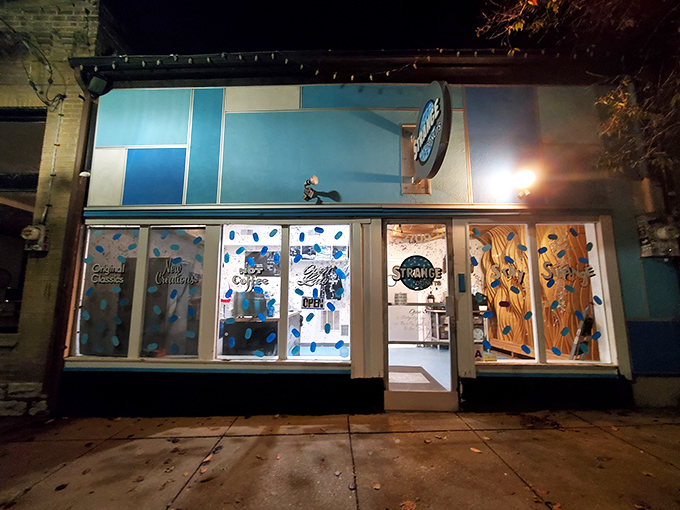 Strange Donuts lives up to its name with a storefront as quirky as its creations&mdash;blue walls and polka-dotted windows invite the curious.