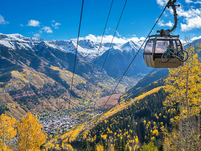 Telluride's gondola floats above golden aspens like a scene from a European fairy tale come to life.