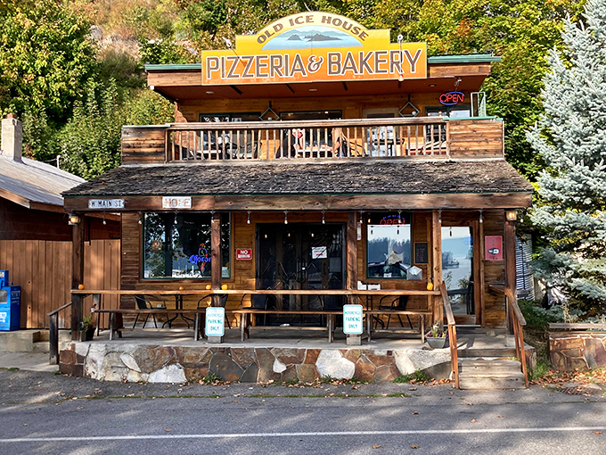 The Old Ice House Pizzeria's rustic charm looks like it was plucked straight from a mountain fairytale.