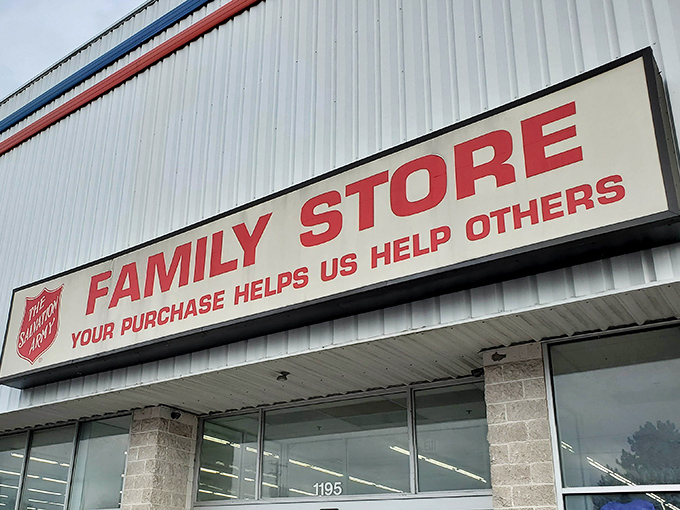 The Salvation Army Family Store's bold red signage promises more than just bargains. Every purchase here helps fund their community programs&mdash;shopping with purpose!