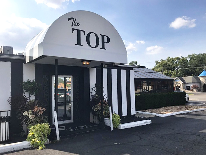 The Top's distinctive dome entrance stands out like a mid-century modern beacon for carnivores. Columbus' answer to the question: "Where's the beef?"