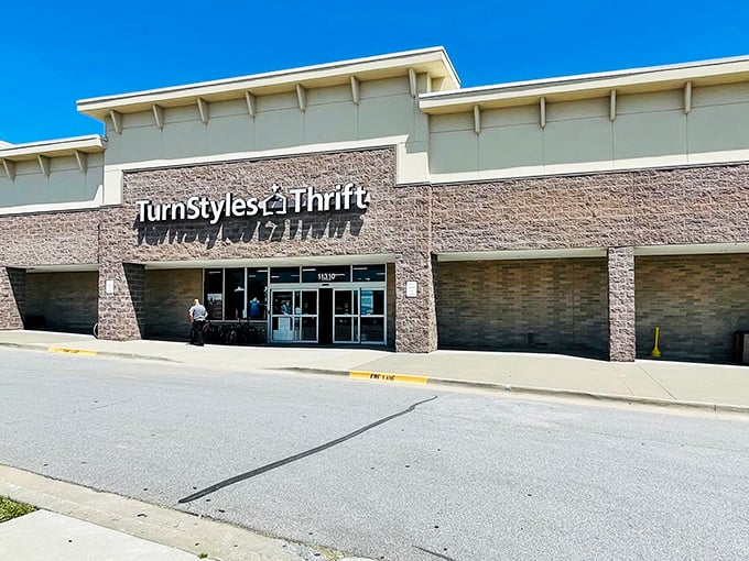 TurnStyles brings department store organization to thrift prices. That sign promises treasure hunting without the chaos!
