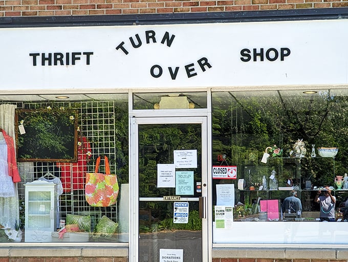 Turnover Shop's charming storefront is like your stylish aunt's closet - small but mighty, with treasures waiting to be discovered.