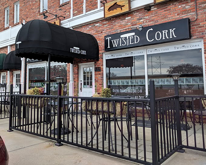 Twisted Cork's brick facade whispers "come inside, we've got secrets and scallops." 