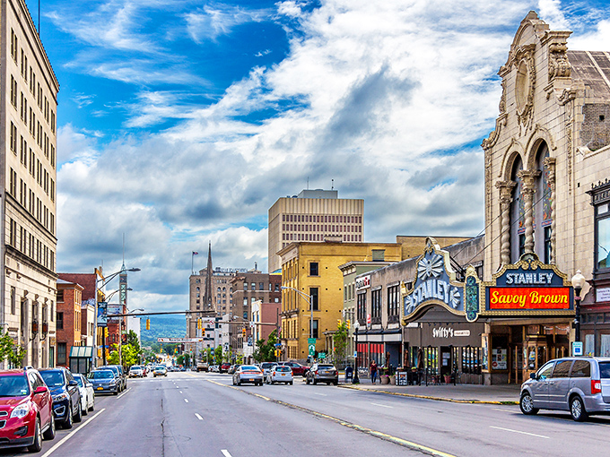 Utica's downtown stretches like a movie set from the golden age, complete with vintage theaters and timeless charm.