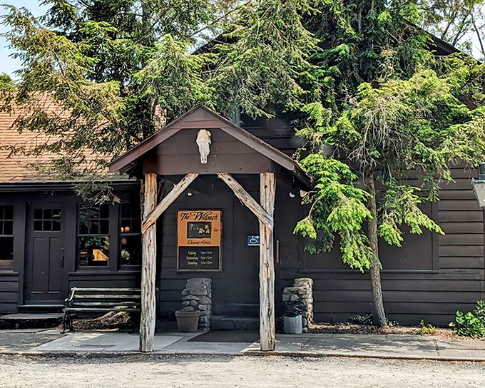 Rustic cabin vibes and skull d&eacute;cor signal serious carnivore territory ahead - welcome to steak paradise.