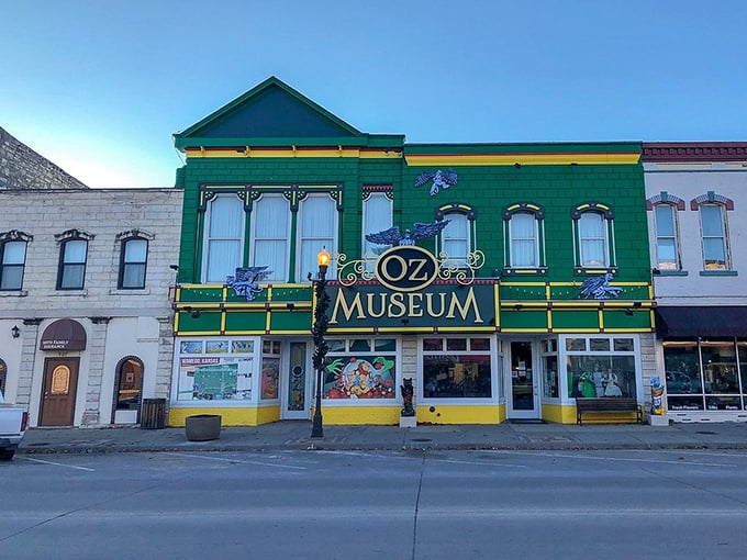 The Oz Museum's emerald facade promises magic inside, proving Kansas really is where dreams come true after all.