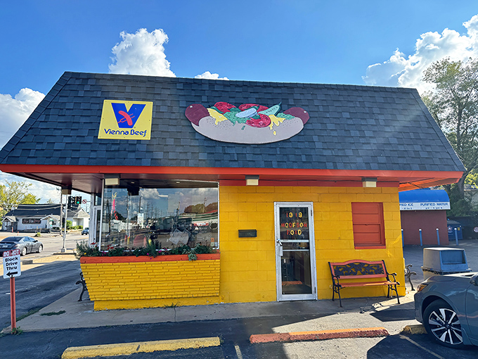 That bright yellow beacon calls to hot dog lovers like a lighthouse guides ships to shore.