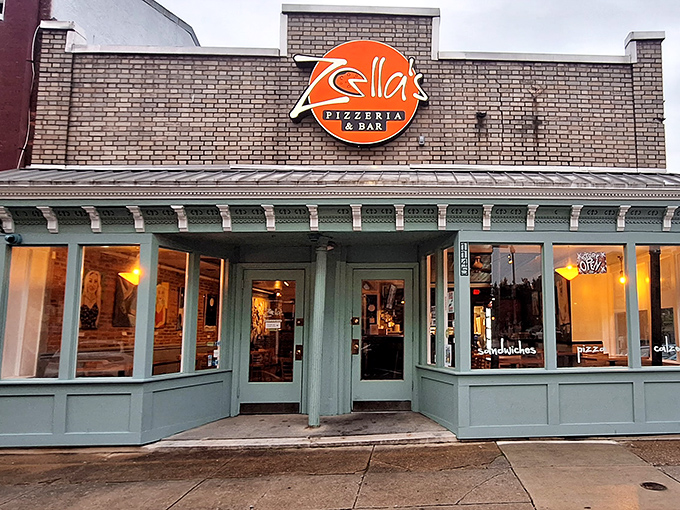 Zella's mint-green storefront promises a fresh take on pizza in a building that's seen Baltimore history unfold.