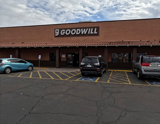 Row after row of donated treasures create a thrift shopper's dream landscape of endless possibilities. 