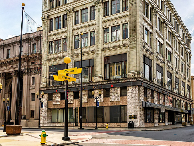 Architectural time travel in downtown Altoona! This stately building with ornate details whispers tales of the city's prosperous railway days.