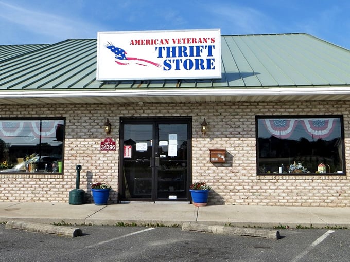 Warm brick fa&ccedil;ade and welcoming entrance make this veteran-supporting shop feel like a small-town general store with purpose.