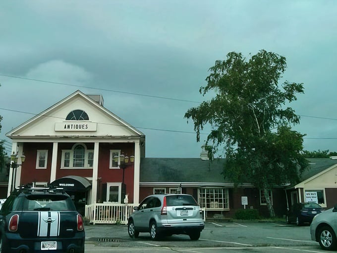 Classic Cape Cod charm on the outside, Aladdin's cave of antiquing wonders on the inside. The red building beckons to curious travelers.